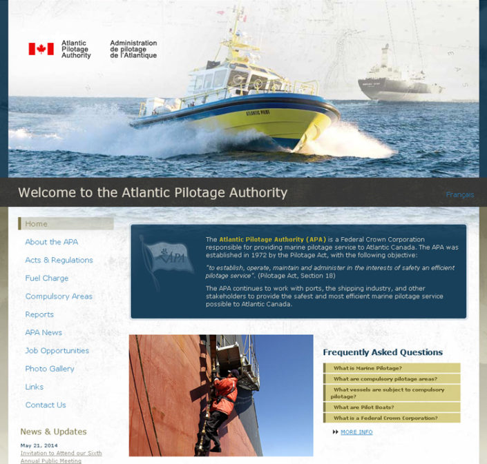 Atlantic Pilotage Authority | Halifax Web Design, Nicom Interactive