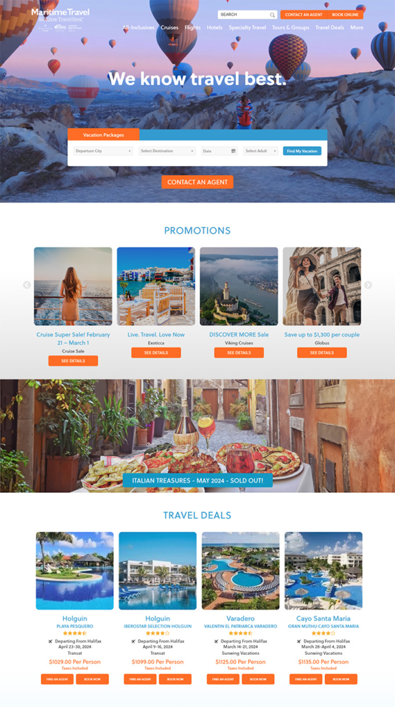 Maritime Travel | Halifax Web Design, Nicom Interactive
